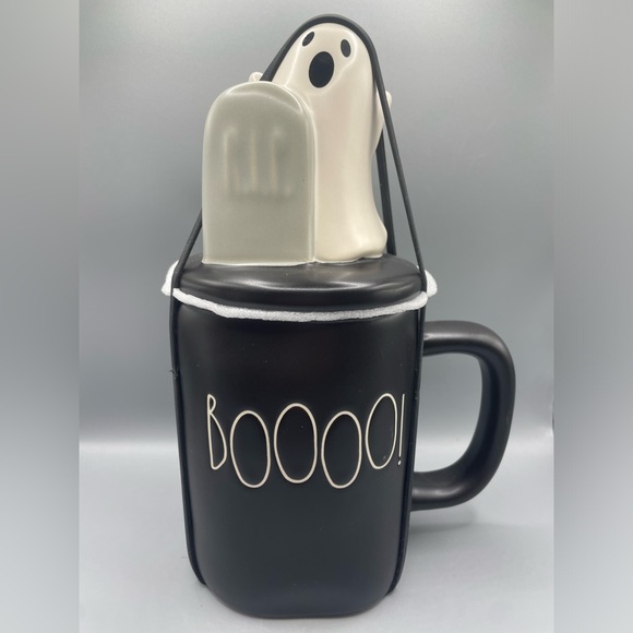 Rae Dunn | Dining | Rae Dunn Halloween Boooo Black Mug With White Ghost ...
